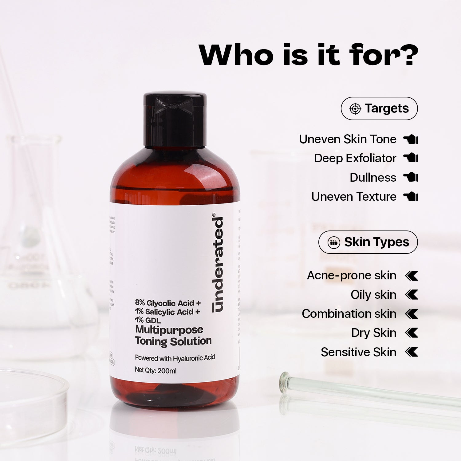 8% Glycolic Acid + 1% Salicylic Acid + 1% GDL Multipurpose Toning Solu ...