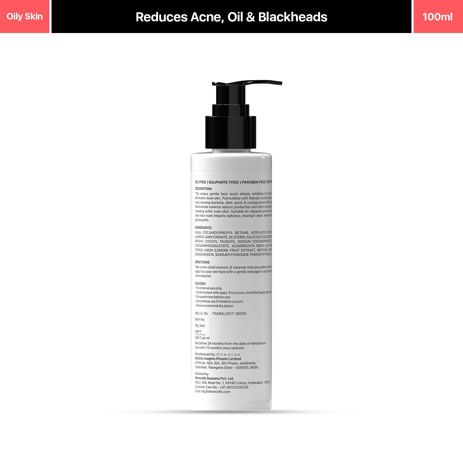 Purifying and Acne Free Gel Face Wash - 100ml | For Acne Control and S ...